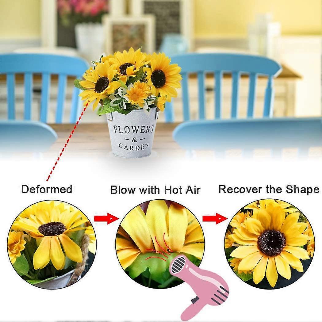 Konstgjorda blommor, solros konstgjorda växter i kruka, dekorativa blommor konstgjord växt ...