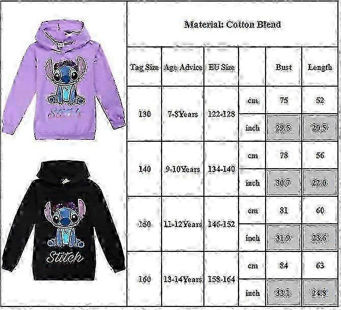Kids Boys Girls Cute Stitch Print Sleeve Hoodie Pulr Tops Casual Hooded ...