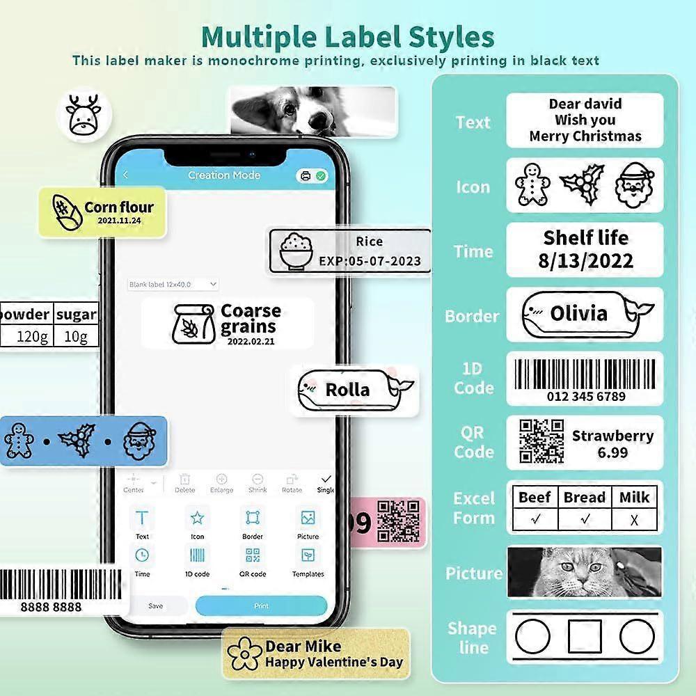 Label Maker Machine,Portable Bluetooth Mini Label Printer,Sticker Small ...