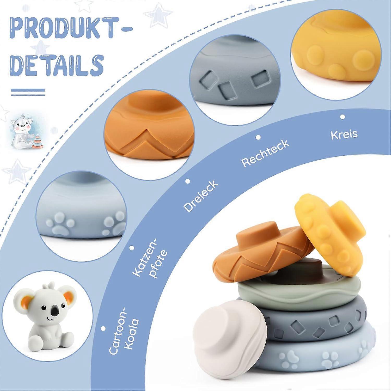 Non-toxic Stacking Rings, Sensory Baby Toys, Six Vibrant Stacks Promote ...