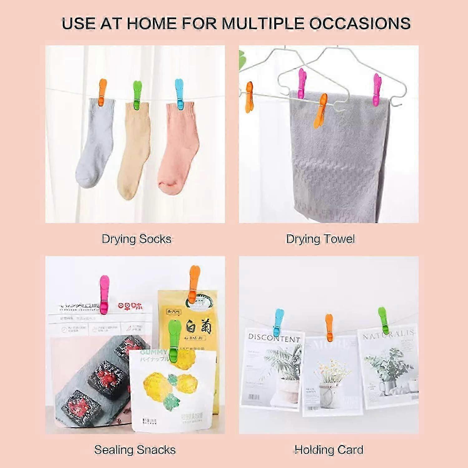 48 Pcs Plastic Clothes Clips Clothes Pins Durable and Windproof Laundry ...