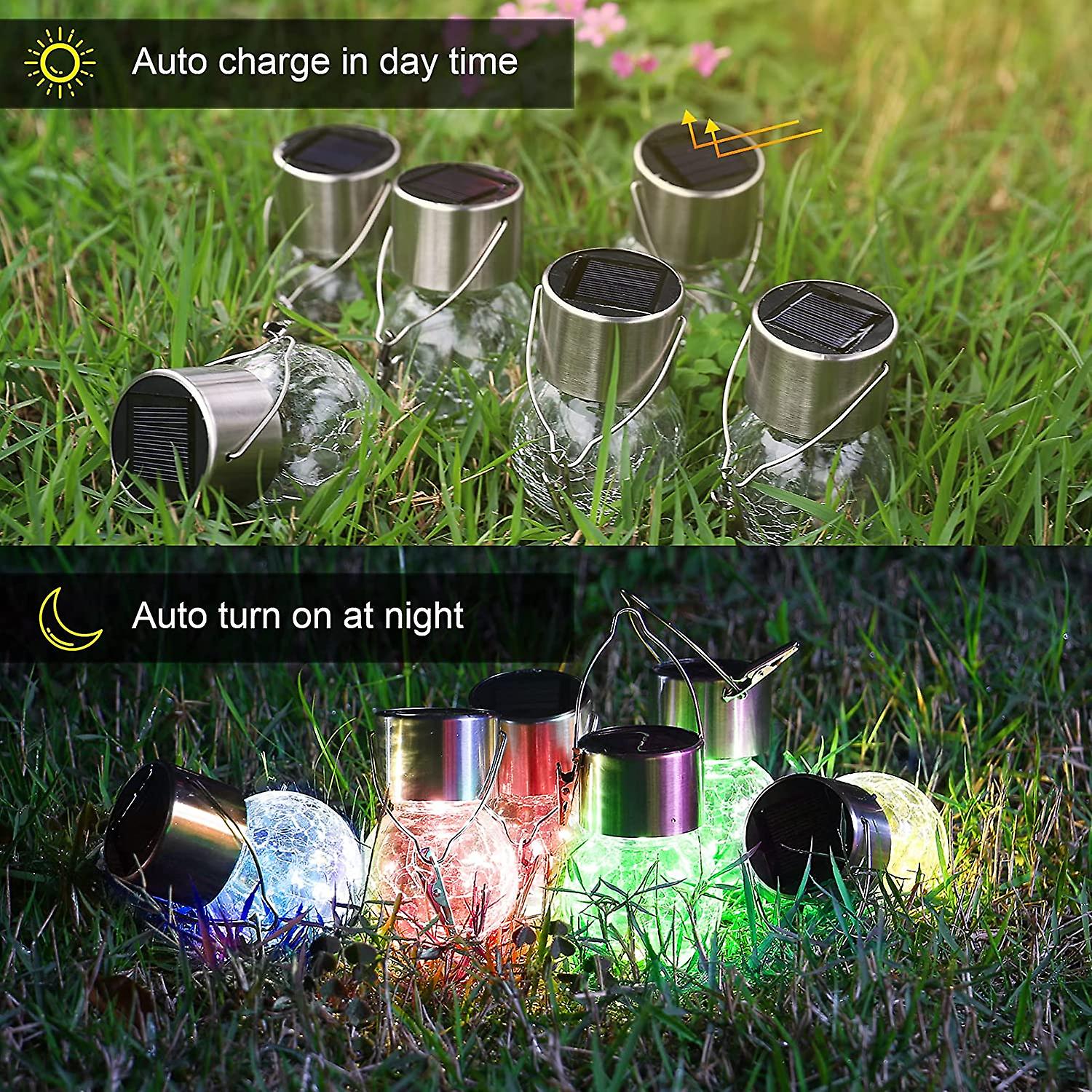 Outdoor Hanging Solar Lights, 2022 New Decorative Glass Garden Lights ...