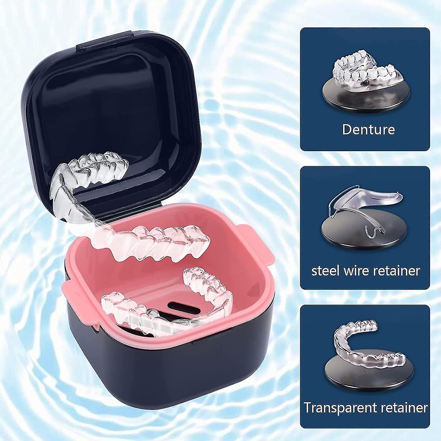 Denture Case Dental Tub With Filter Portable Denture Storage Container ...