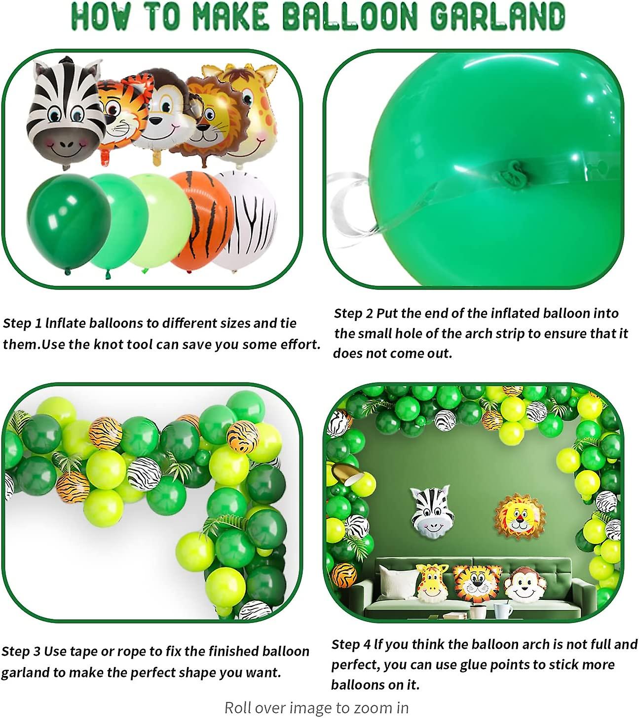 Jungle Safari Theme Party Balloon Garland Kit, 114 Pack With Animal ...