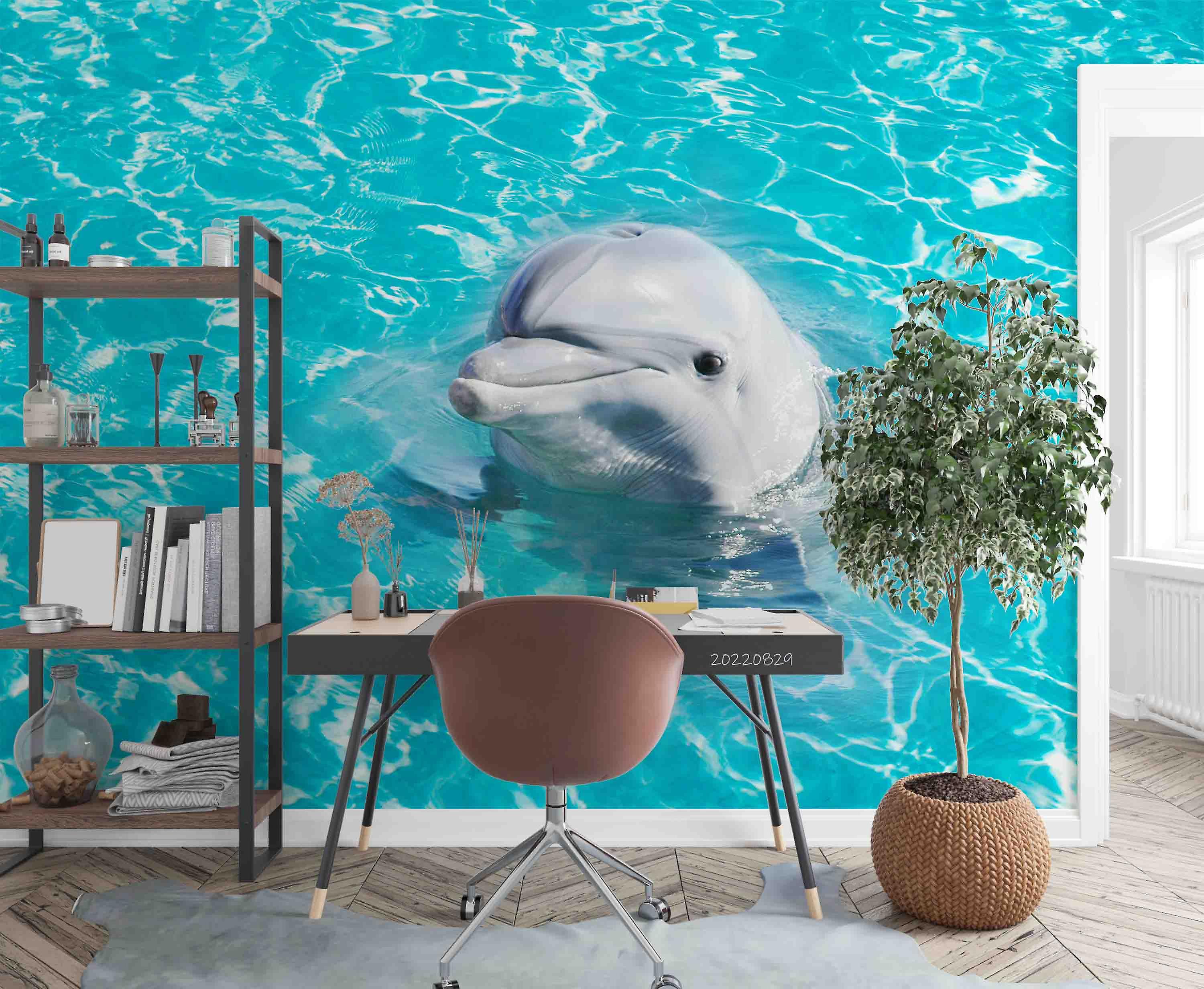3D Cute Dolphin Blue Sea Water Wall Mural Wallpaper Gd 2705 | Fruugo US
