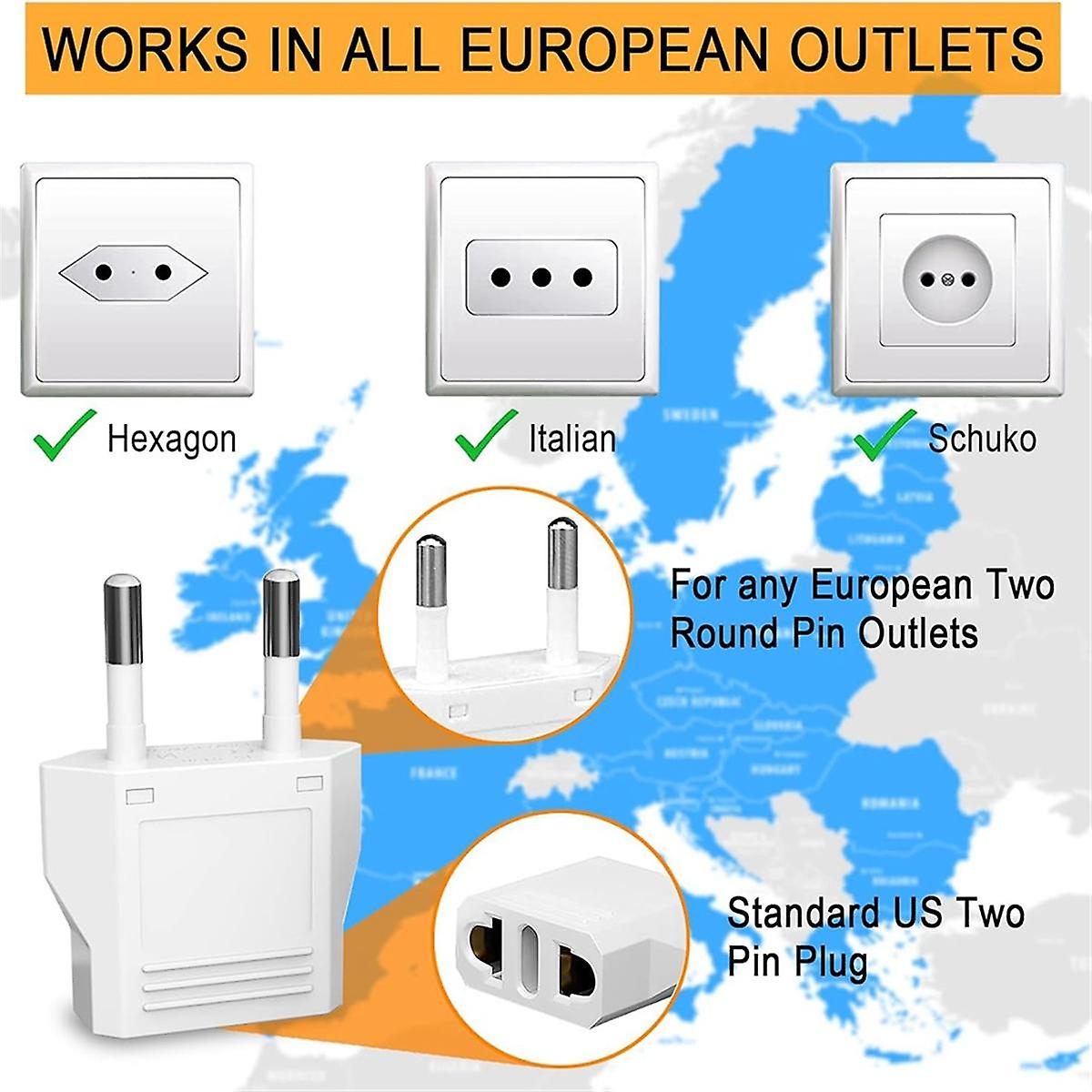 European Plug Adapter,20Pcs US to Europe Plug Adapter,European Travel ...