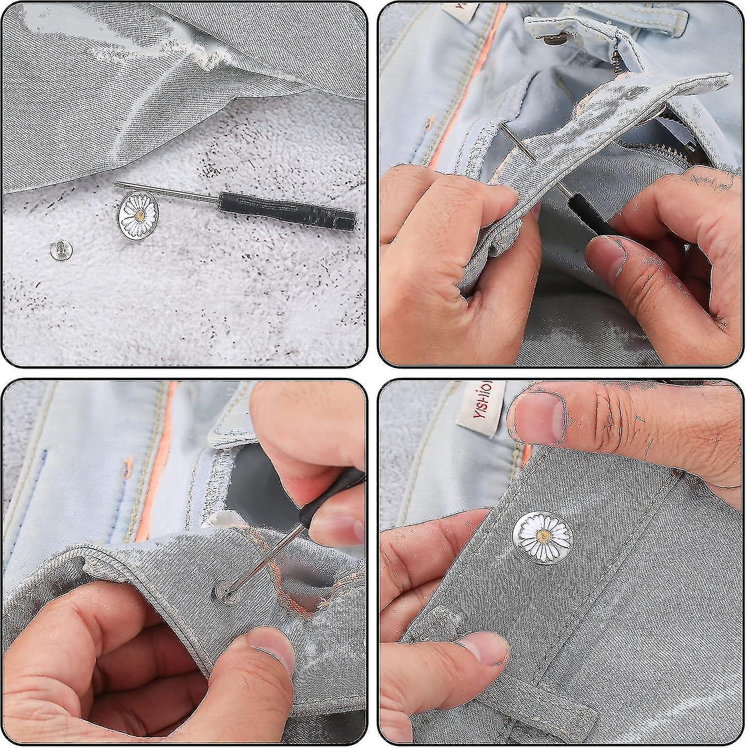 50 Pcs No Sew Jeans Buttons - Metal Replacement Jean Buttons [xh ...