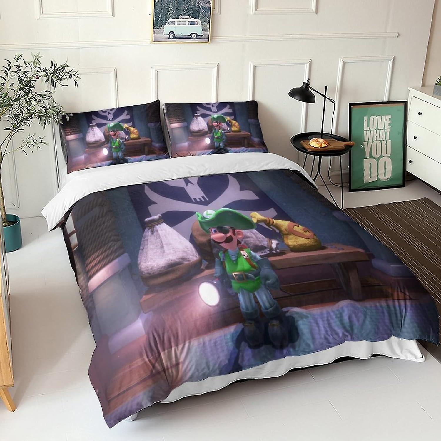 ALXFFBN Luigi Mansion Duvet Cover Set Boys 3D Print Bedding Set Anime ...