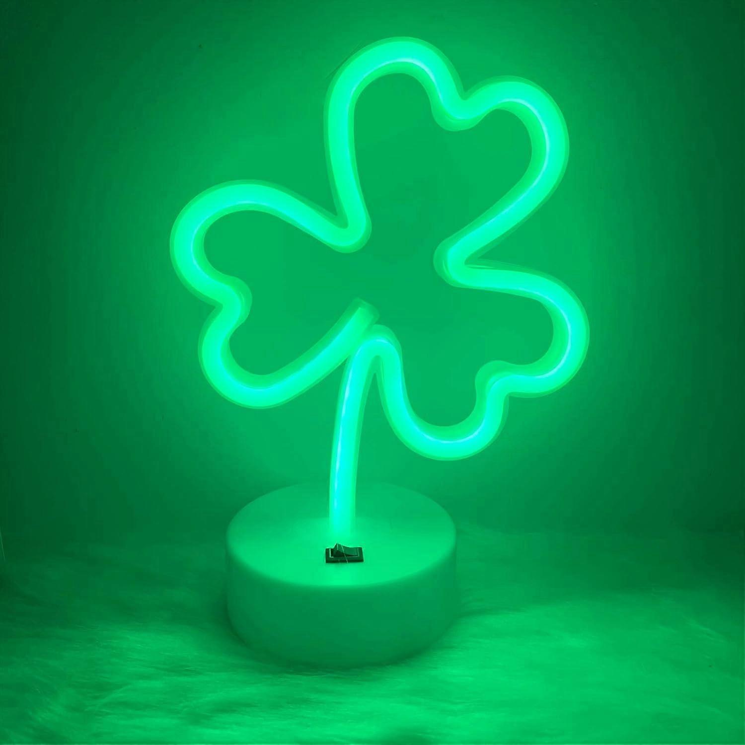 Neon Signs Good Luck Clover Neon Lights Green Clover Neon Night Light ...