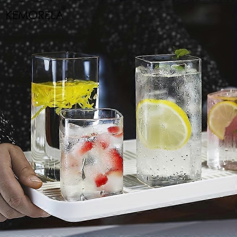 4pcs, Square Drinking Glasses, 13oz Lead-Free Glass, Glass Drink ...