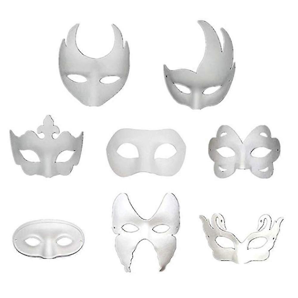 6 Pcs White Masks Diy Masquerade Masks Plain Halloween Face Masks ...