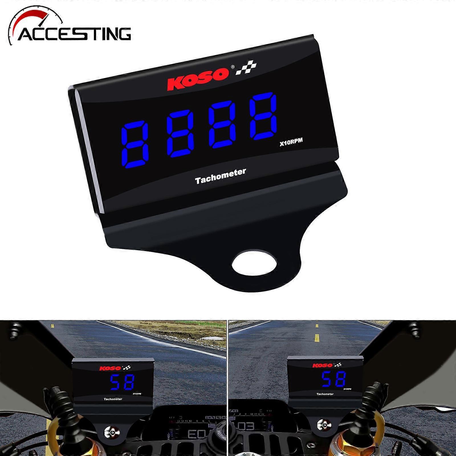 Koso Mini Tachometer RPM Meter Digital Square LCD Display Engine Tach Hour Meter Gauge for BMW ...