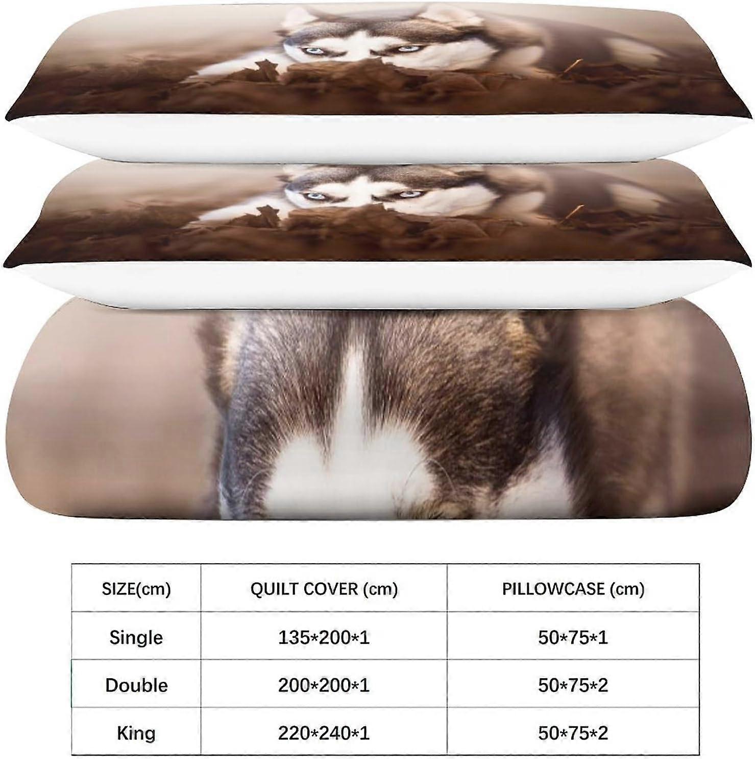 3pcs Husky Duvet Cover 3D Printed Pillowcase Bed Linen, Zipper Closure ...