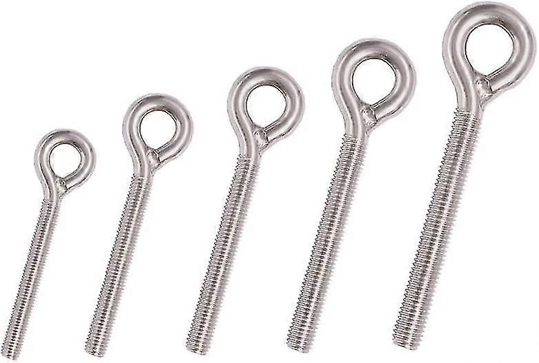 M6 304 Stainless Steel Long Ring Screw Threaded Rod Ring Bolt 10pcs ...