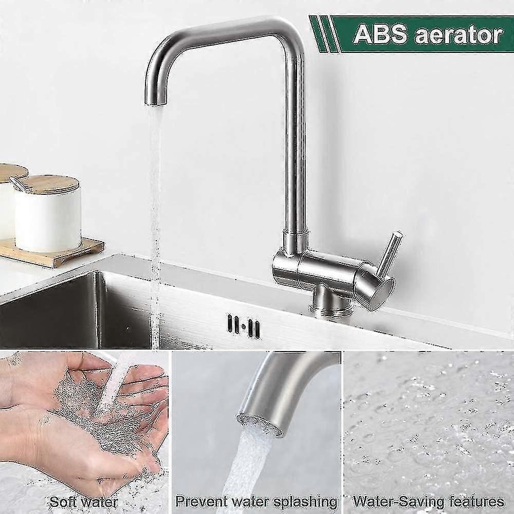 Folding Kitchen Tap 360 Swivel Sink Mixer, Brushed Nickel Steel Kitchen ...