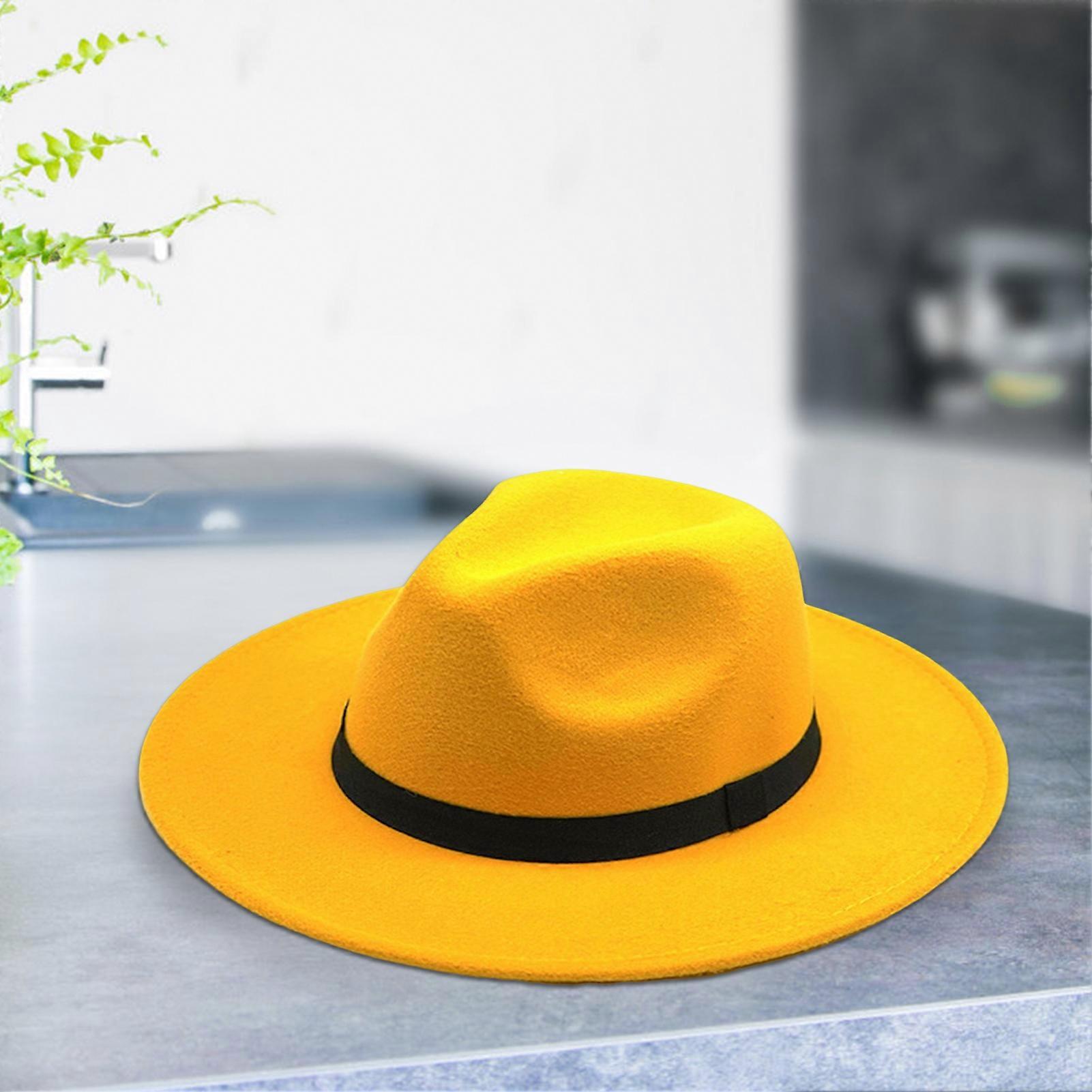Retro Style Men\'s Wool Hat Pure Wool in Yellow Wide Brim Wool Felt Hat ...