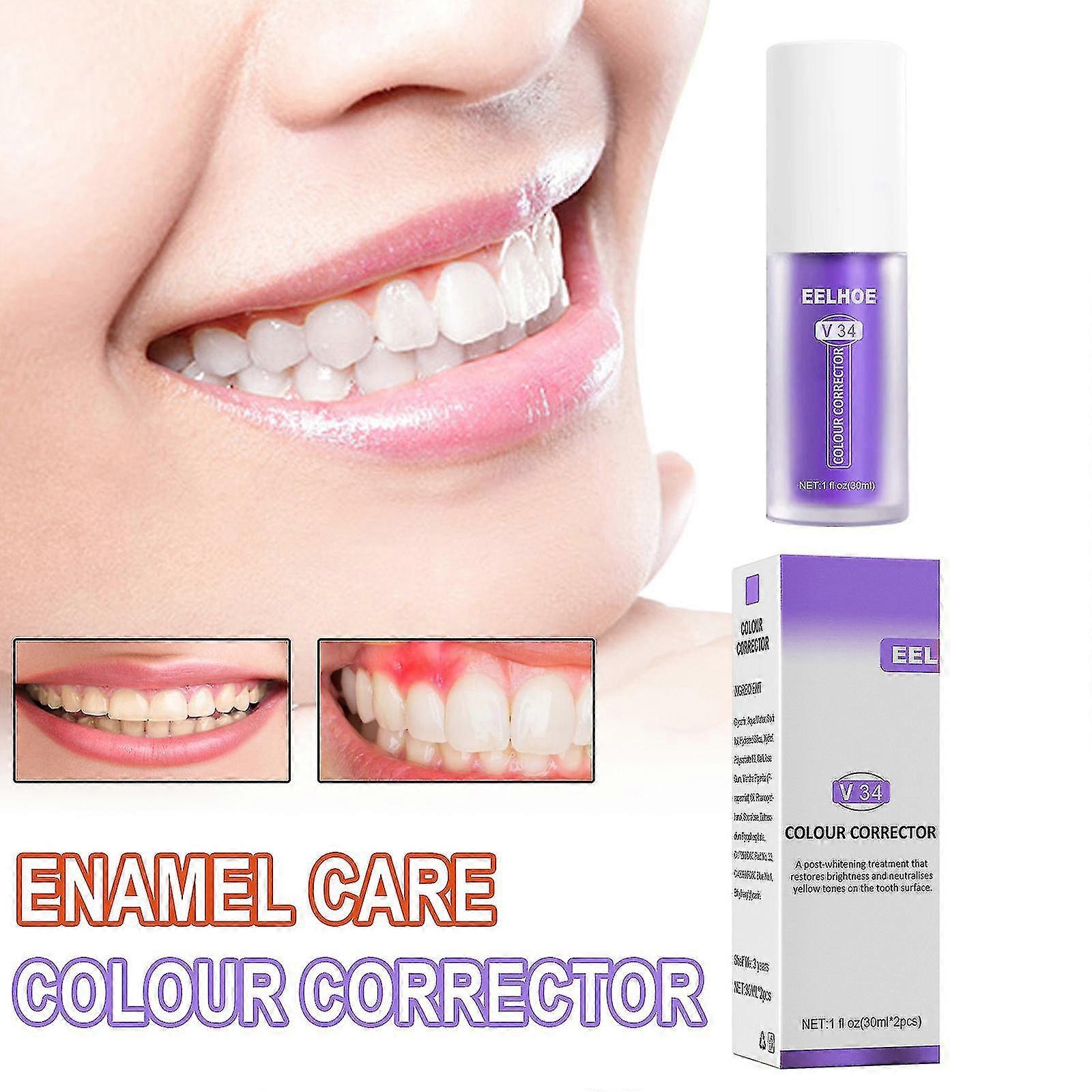 V34 Colour Corrector Toothpaste Tooth Whitening Enamel Care Dental ...