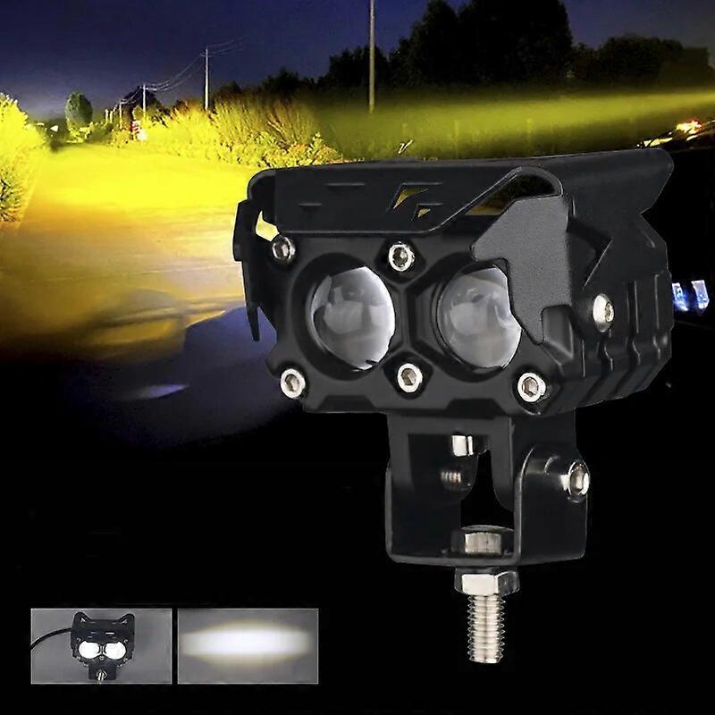 Motorcycle LED Double Bead Spotlight Light Lens External Working Light ...