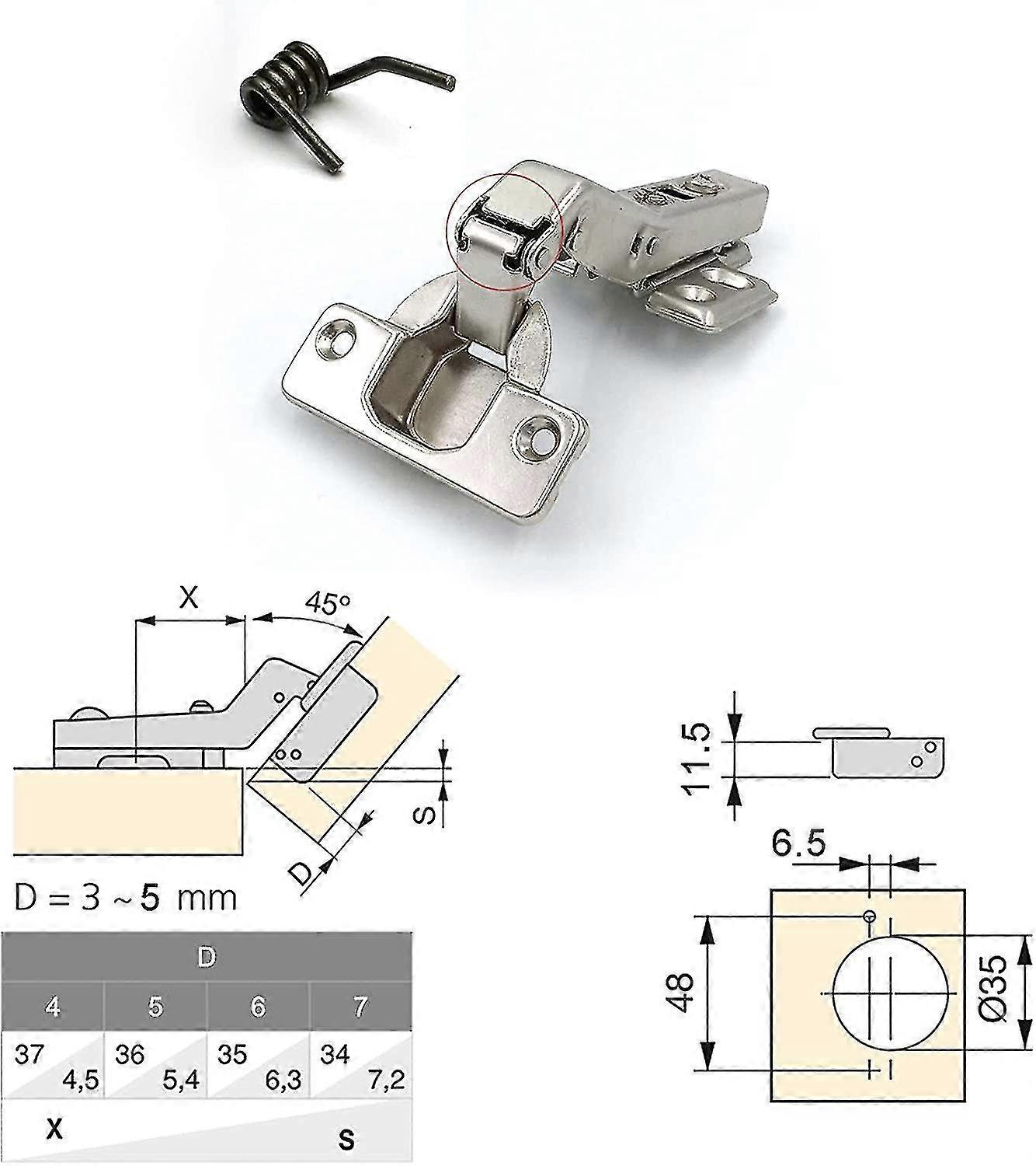 45 Degree Angle Hinge 35mm With Damper Soft Closing Hinge For Multi ...