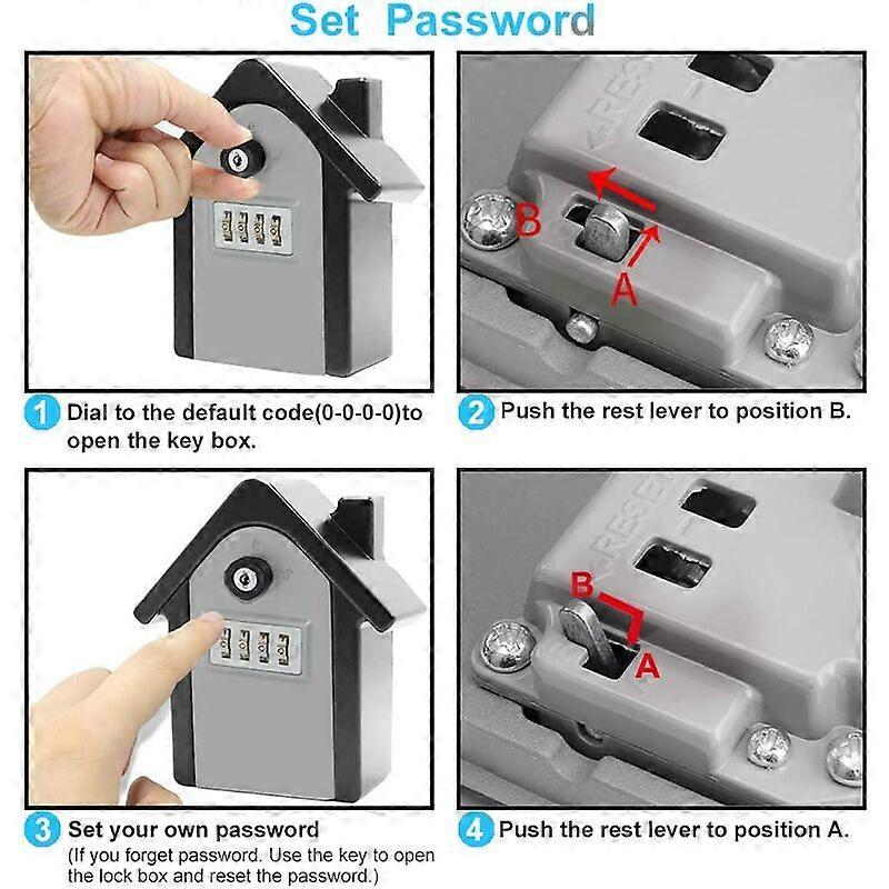 Secure Wall Mount Key Box with Numeric Combination and Emergency Key ...