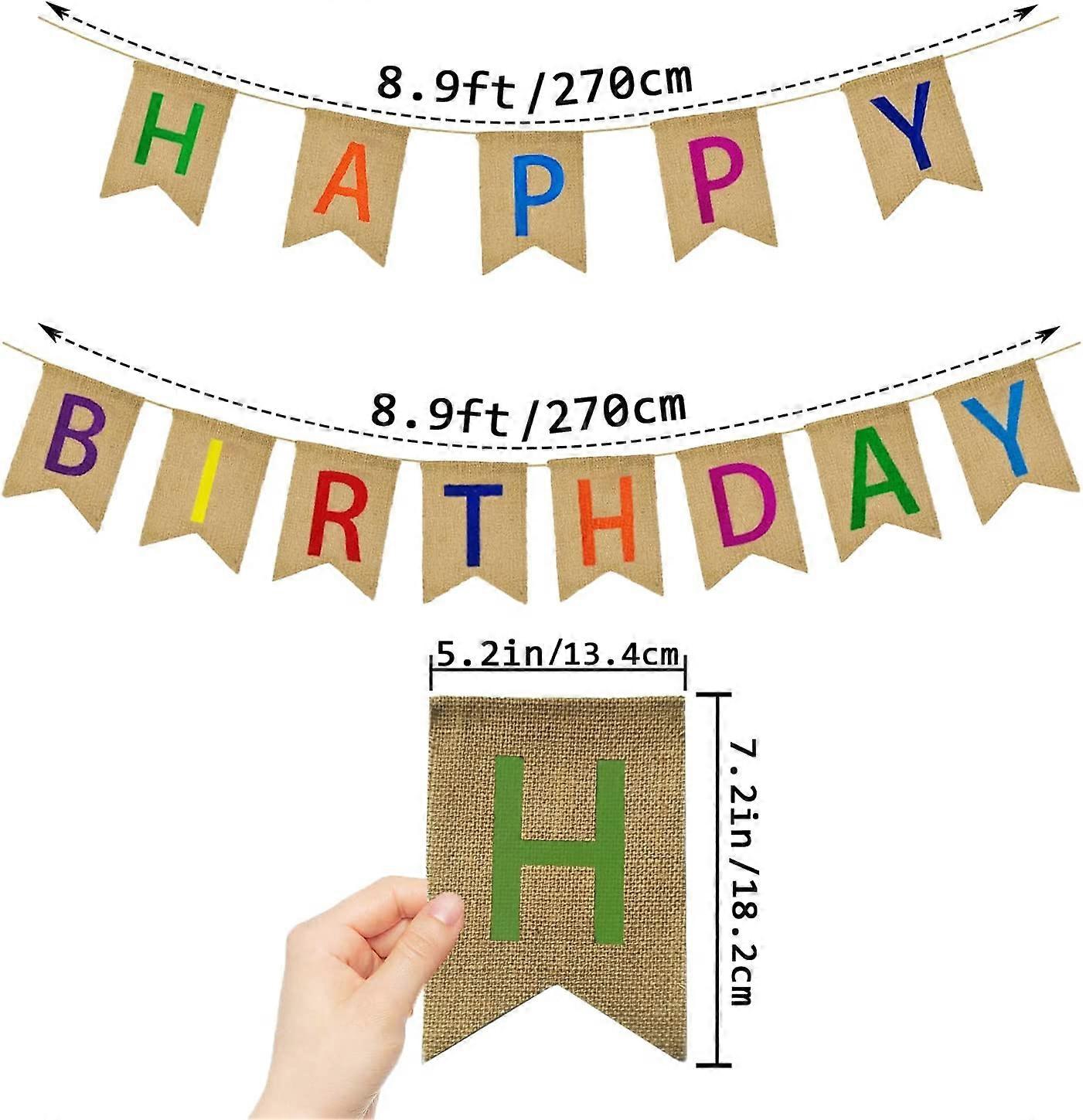 Happy Birthday Burlap Banner Colorful Bunting Banner Garland Flags for ...