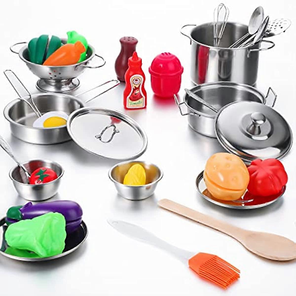 38 Pcs Kitchen Pretend Play Toys Cooking Utensils Play Kitchen ...