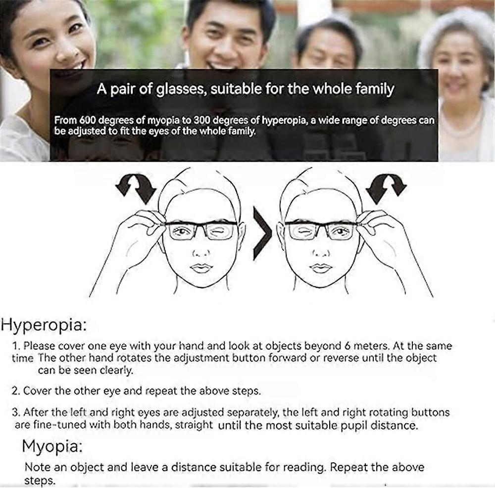 Clear Vision -6D to +3D Adjustable Dial Eyeglasses Variable Focus ...
