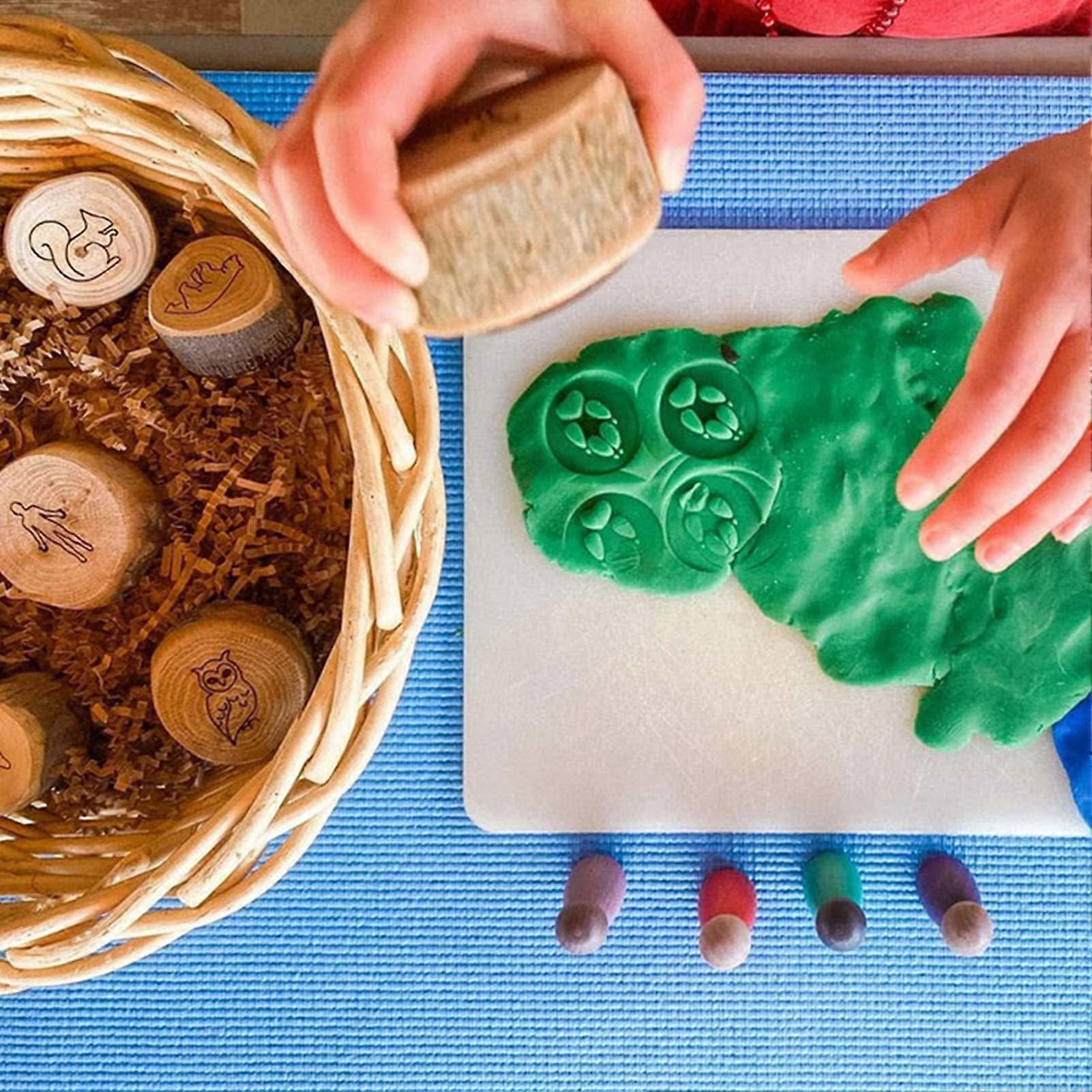 Animal Footprint Stamp Tracks Stamps Creative Wooden Playdough Animals ...