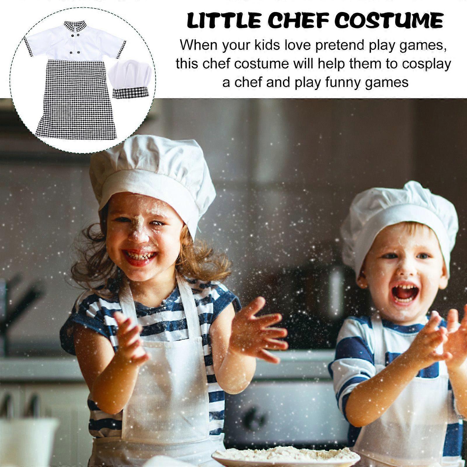 1 Set Unisex Kids Chef Cosplay Uniform Outfit Short Sleeve Blouse with ...