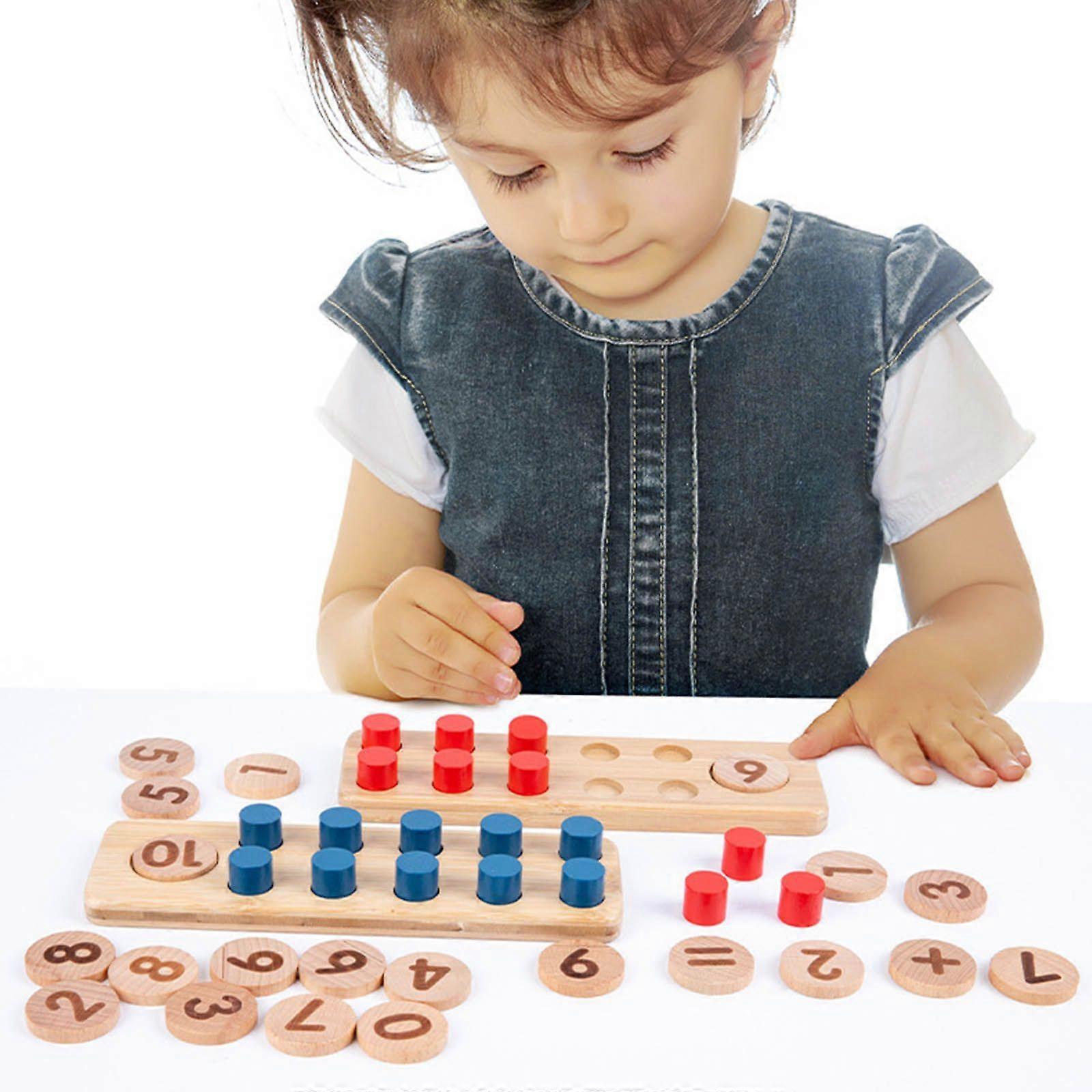 Wooden Mathematics Learning Board Early Development Count Toy Preschool ...