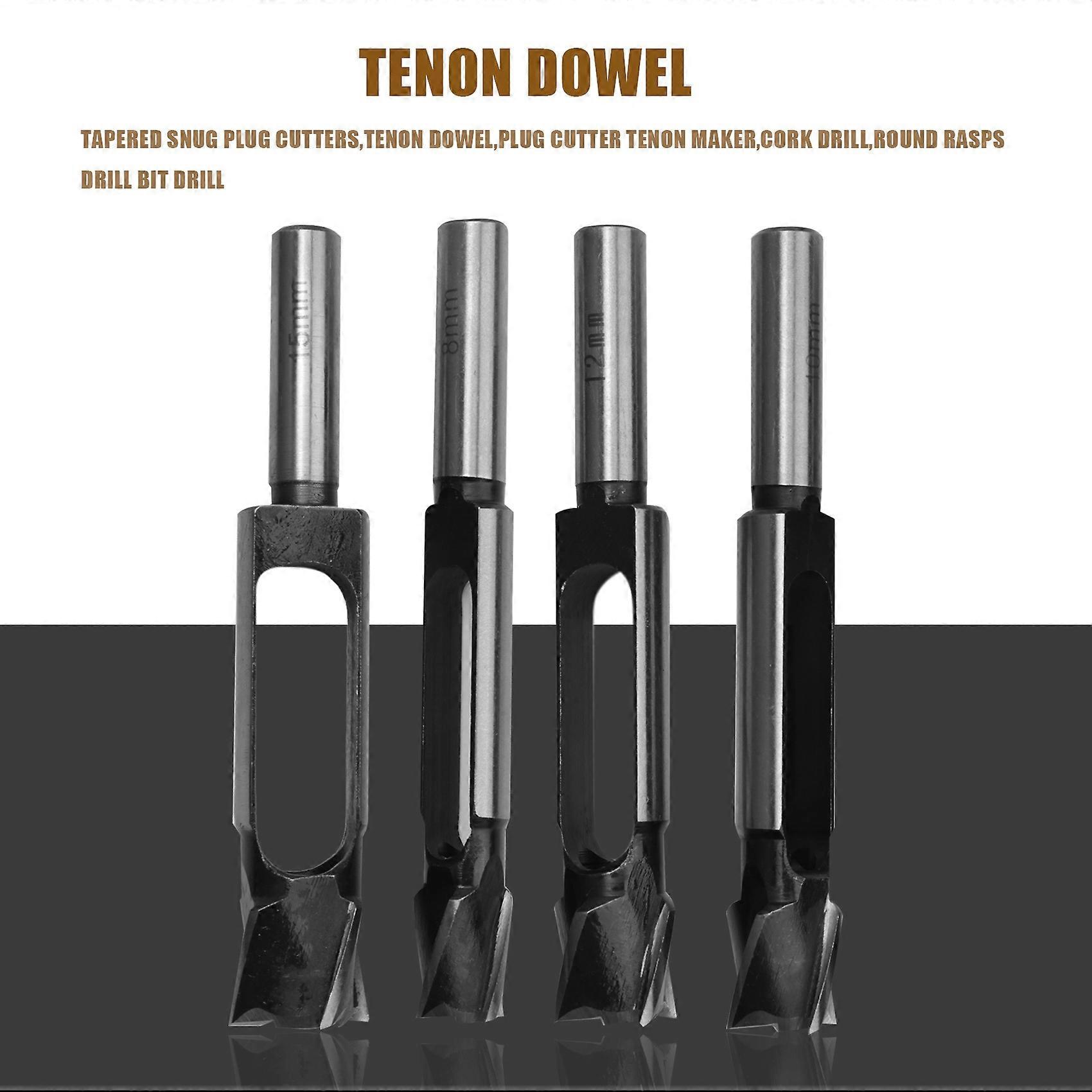 4 Pcs Tenon Dowel Plug Cutter 8mm 10mm 12mm 15mm Cork Drill | Fruugo UK