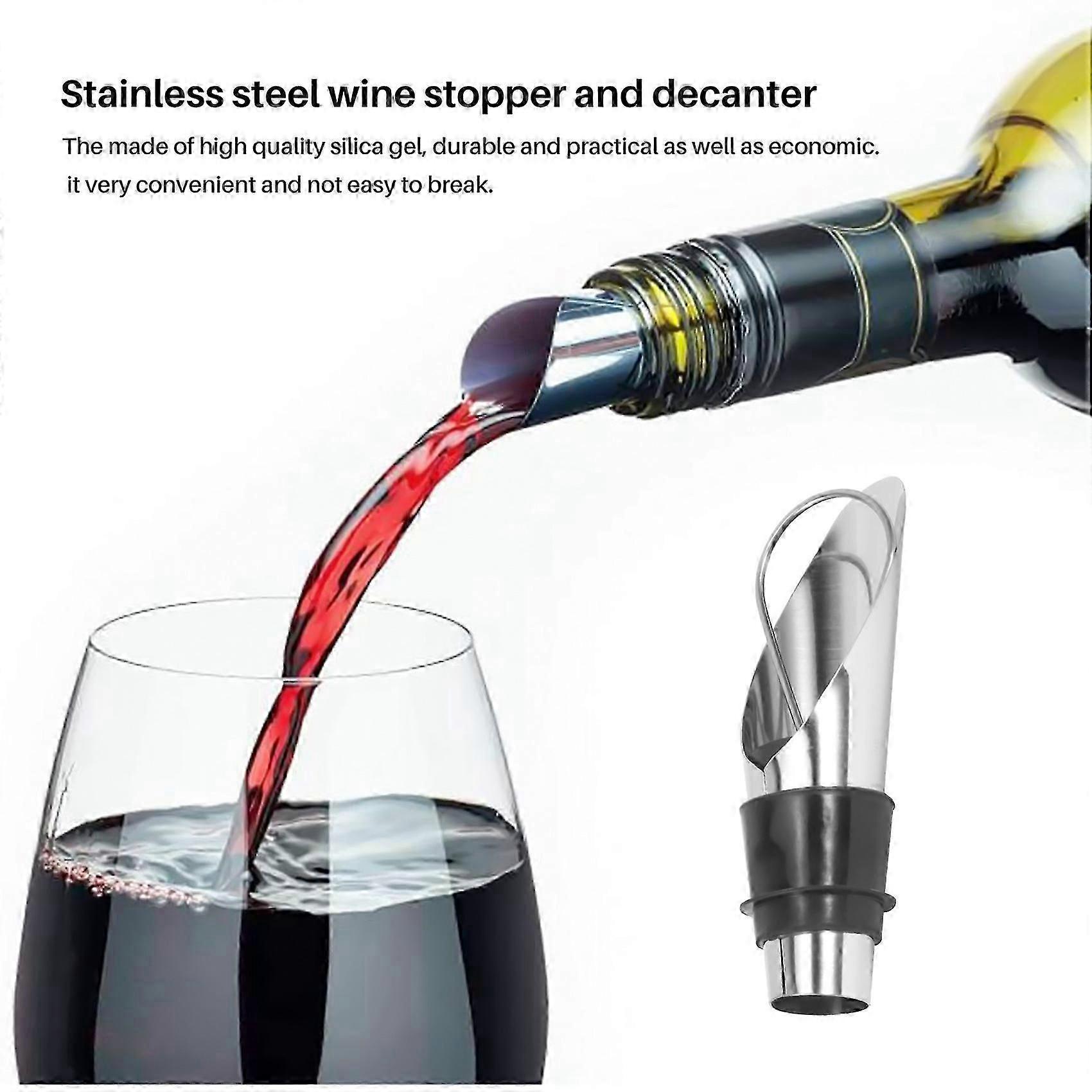 Stainless Steel Wine Stopper Pourer Metal Wine Pouring Drain Bar Home ...