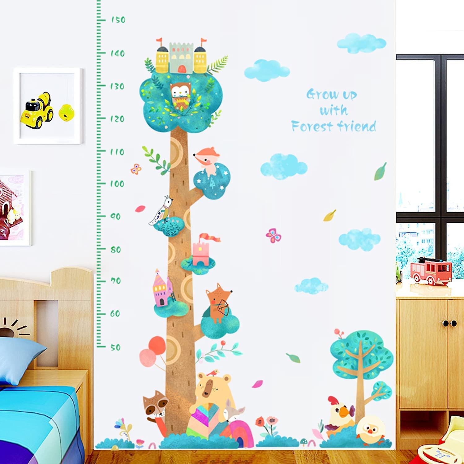 Growth Chart Wall Sticker Cartoon Animal Tree Measure Children Height ...