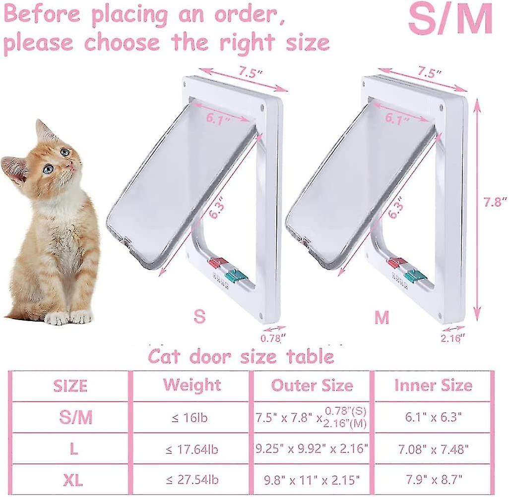 Cat Door 4 Way Locking Large Cat Door For Interior Exterior ...