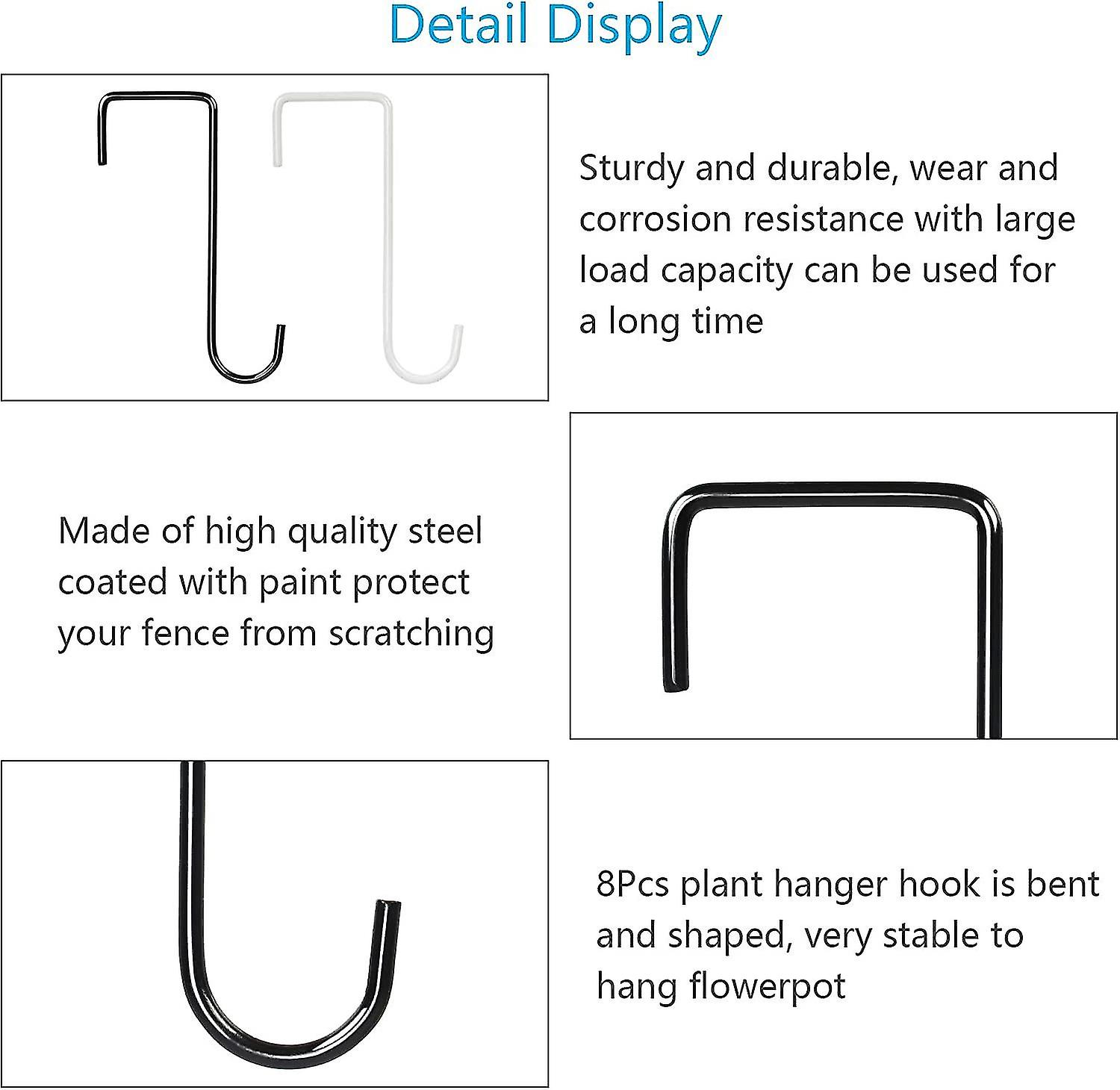 8 Pcs Fence Hook, Plant Hanger Hook Patio Hook For Hanging Planters ...