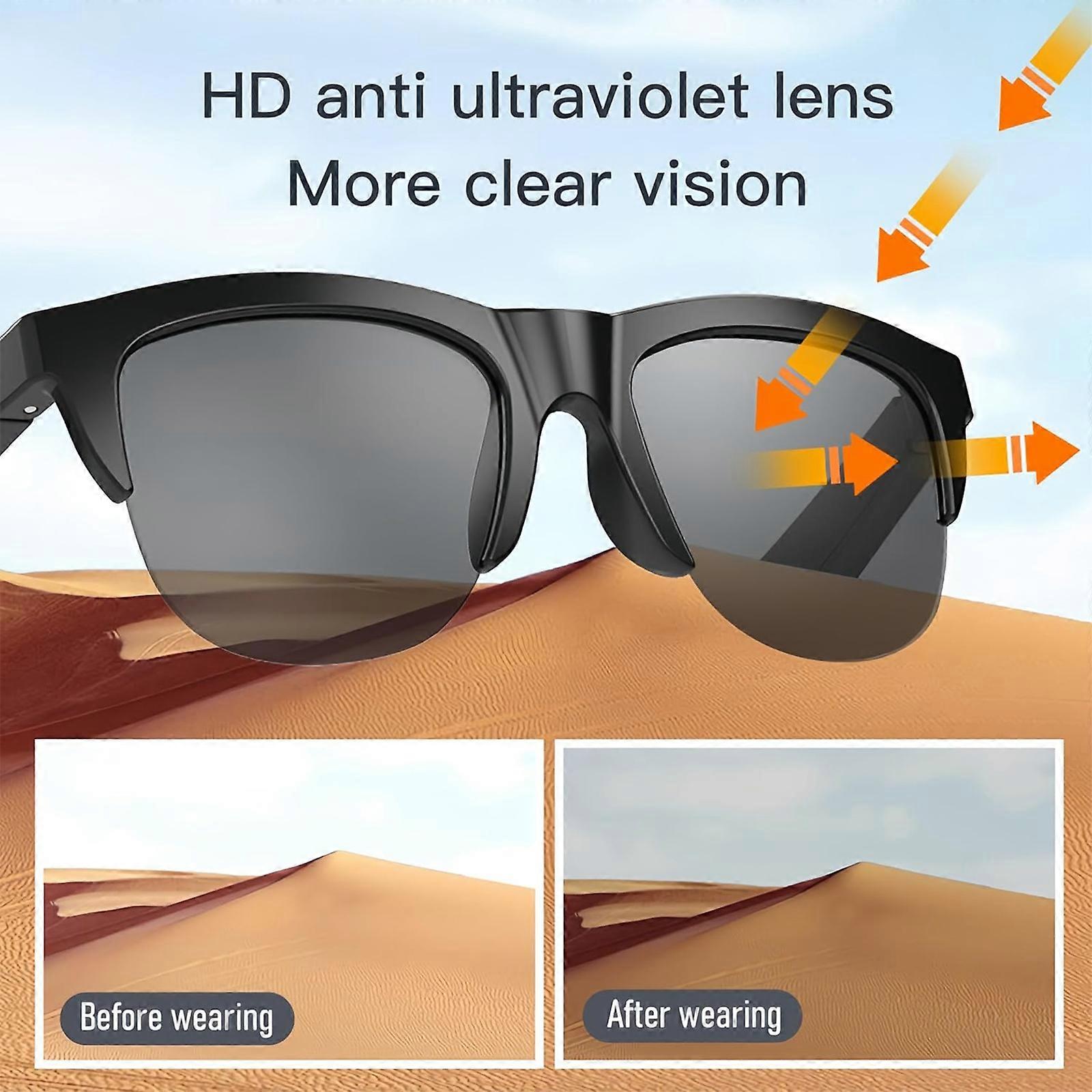 Smart Glasses, Touch & Voice Assistant Blue Light Filtering & Polarized ...