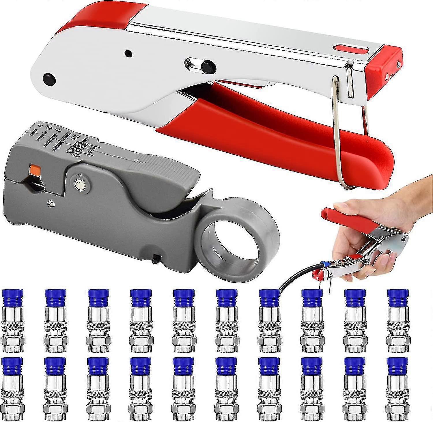 Crimping Pliers Set,cable Stripper,crimper Pliers With 20 F Plug ...