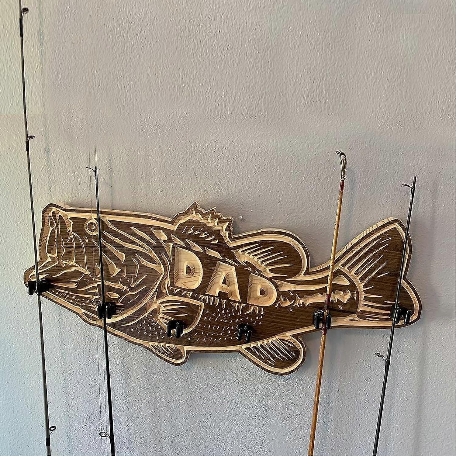 Largemouth Bass Redfish Fishing Rod Holder Wall Mounted Wood Fishing ...