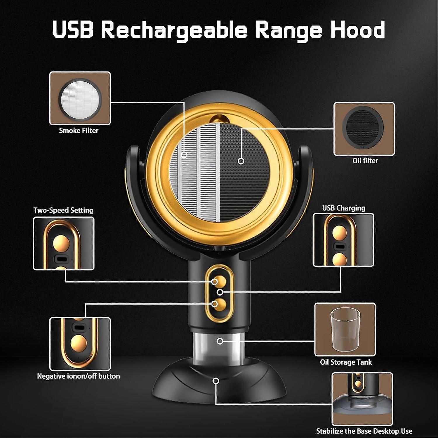 Mini Portable Desktop Range Hood - Wireless, 2-Speed Extractor with ...