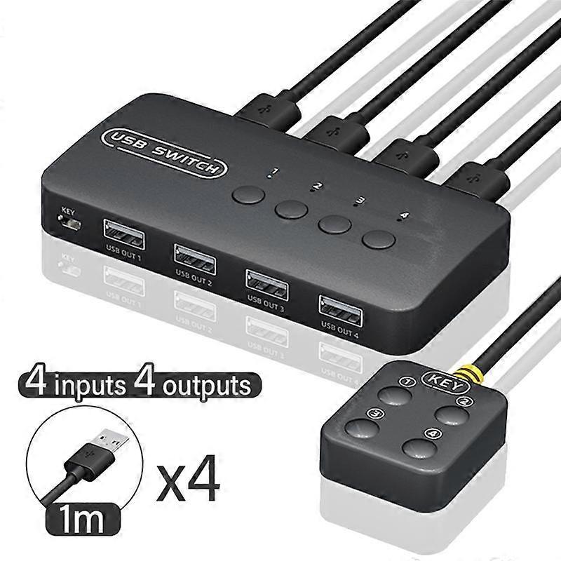 KVM Switch USB Switch Shared Controller Adapter 4 Inputs 4 Outputs for ...