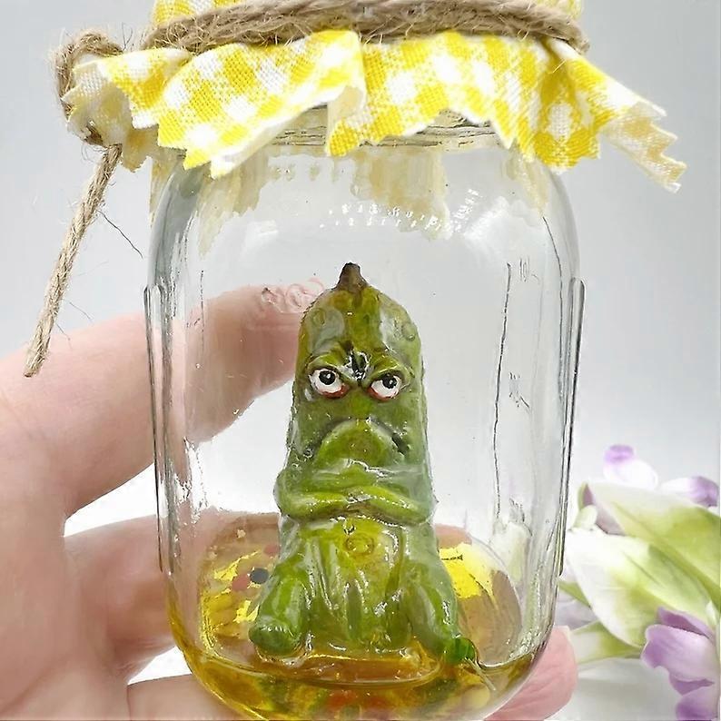 Grumpy Pickle in a Jar Sculpture, Glass Screaming Pickle in a Jar ...