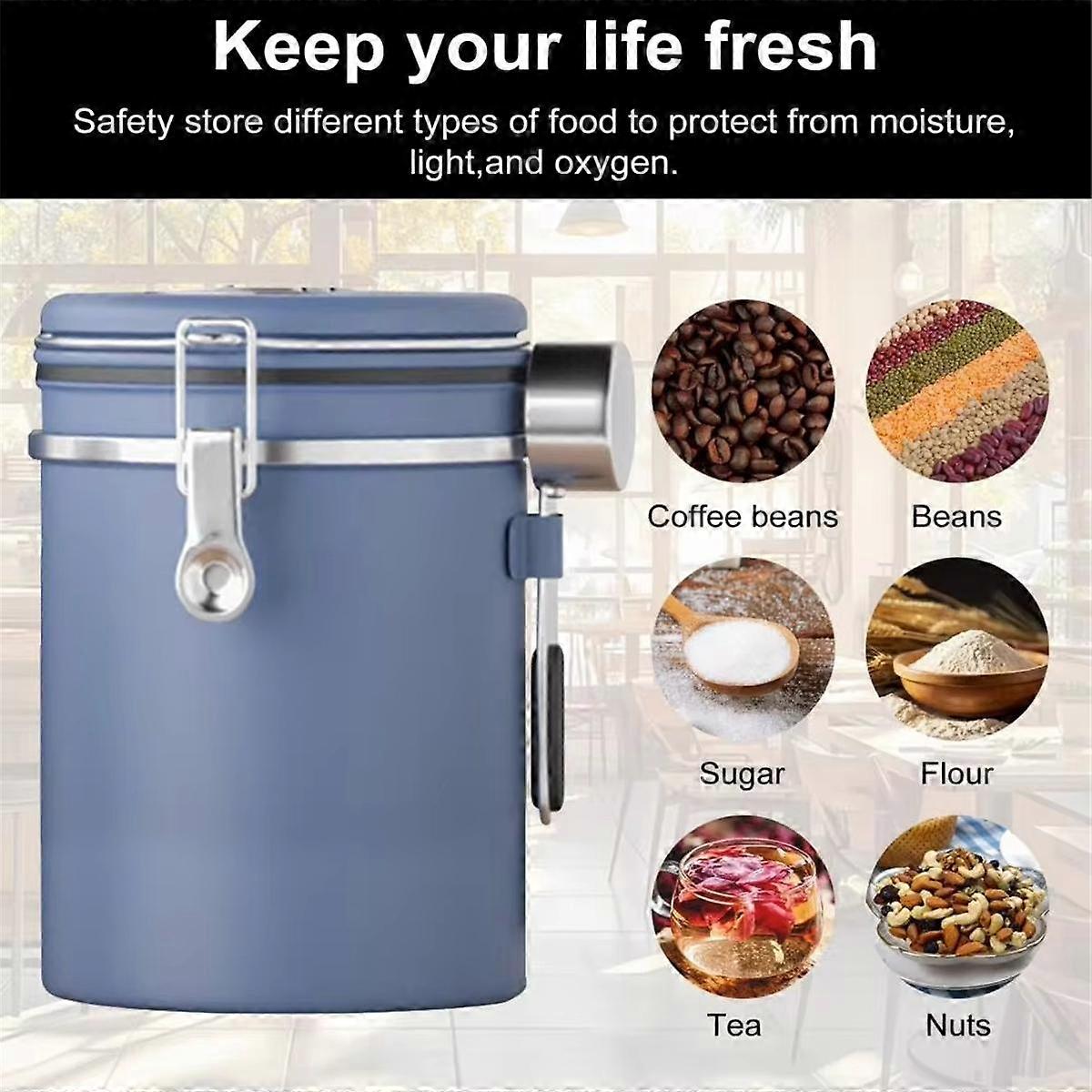 1800ML Stainless Steel Coffee Canister Airtight Container with Date ...
