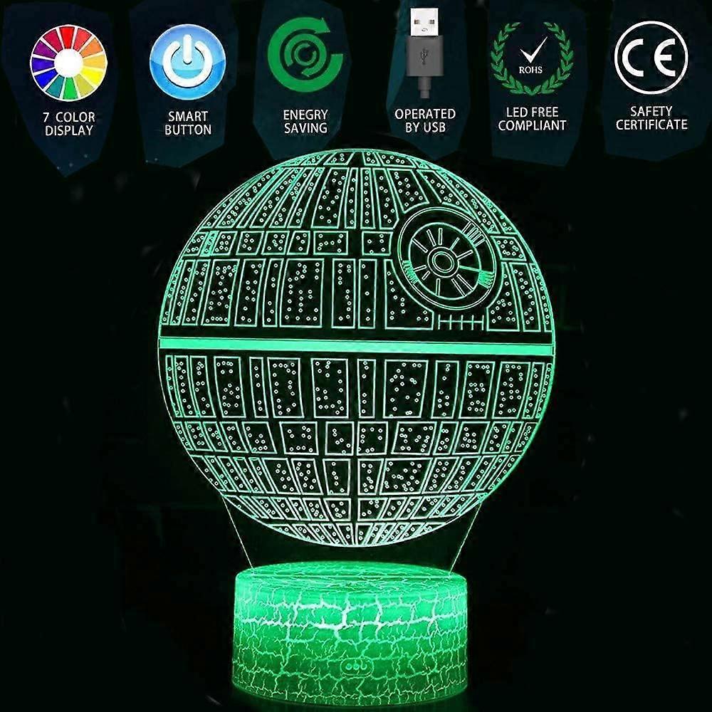 TEBOCR Death Star 7 Color Change Decor Lamp Desk Table 3D Illusion ...