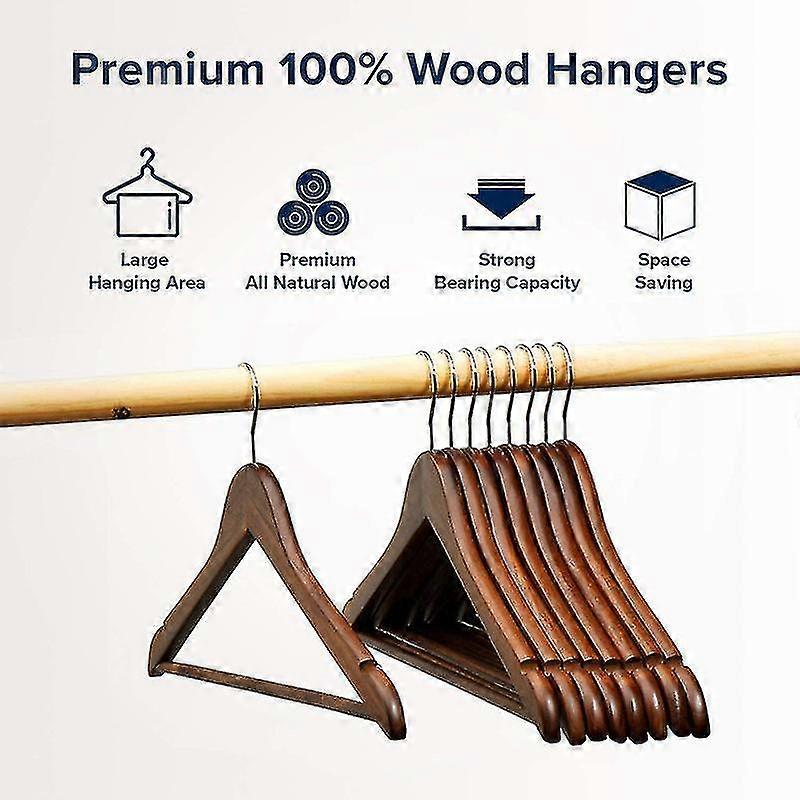 20pcs Premium Wooden Hangers, Wood Clothes Hangers Suit Hangers | Fruugo UK