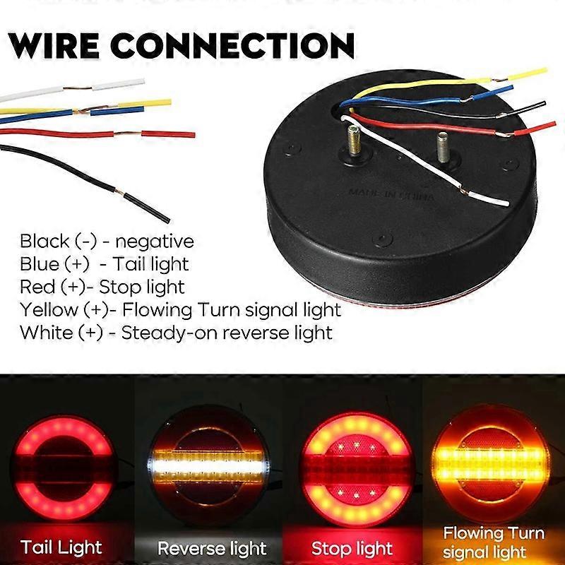 2Pcs 4 Inch Trailer Dynamic Tail Car Light 24V LED Truck Brake Car ...