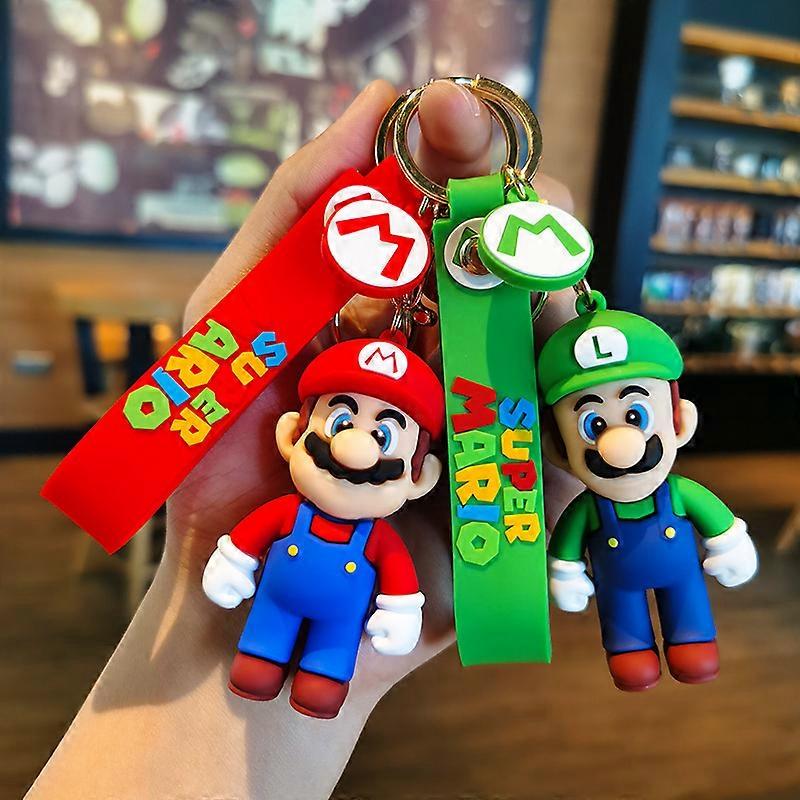 Super Mario Bros Action Figures Keychain Anime Figure Luigi Peach ...