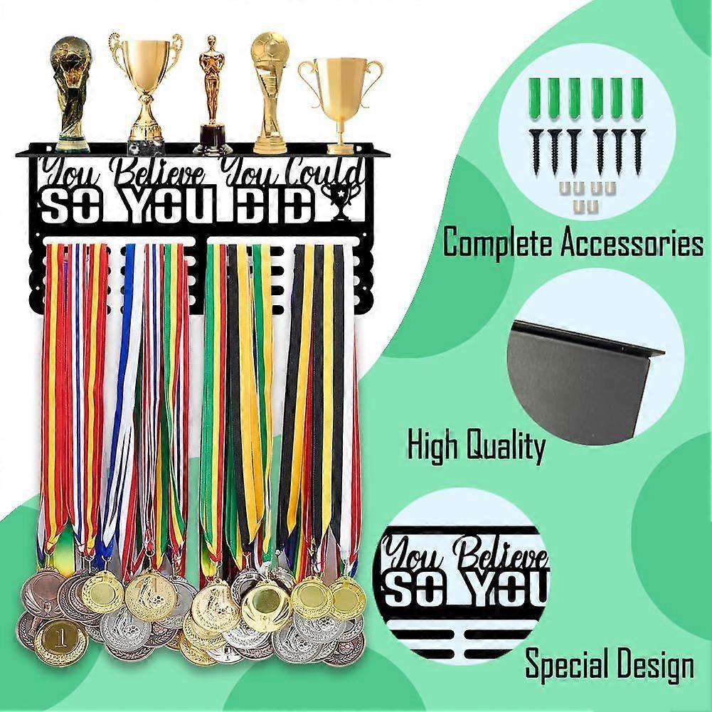 Medal Hanger Display with Trophy Shelf Metal Trophy and Medal Shelf ...