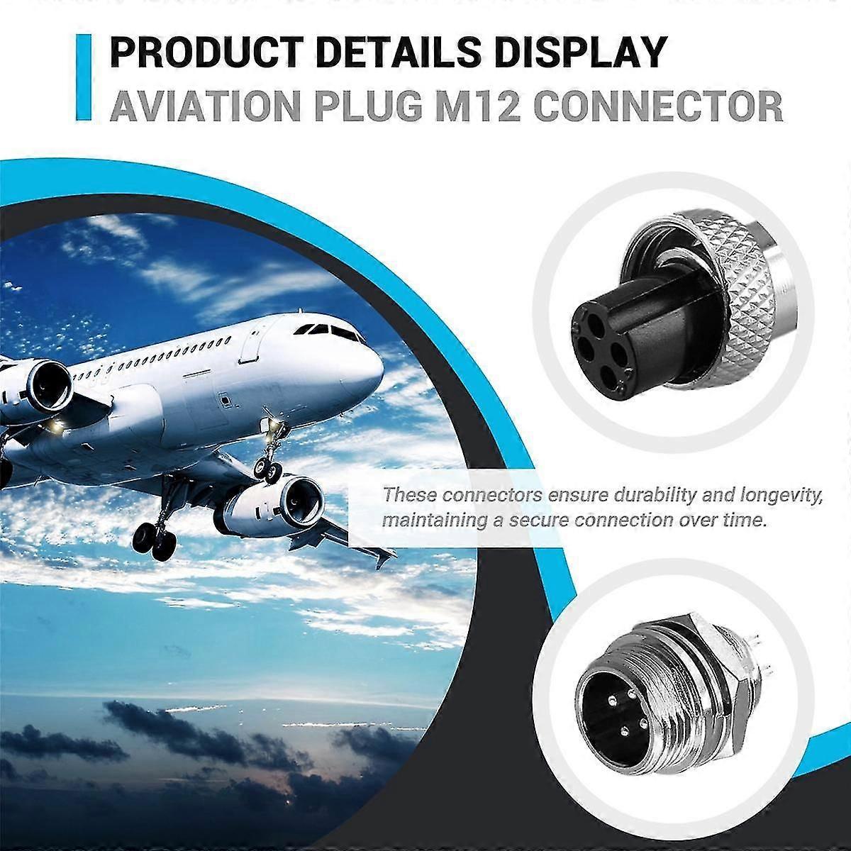 10set M12 4 Pin 12mm Aviation Connector Male + Female Circular Air ...