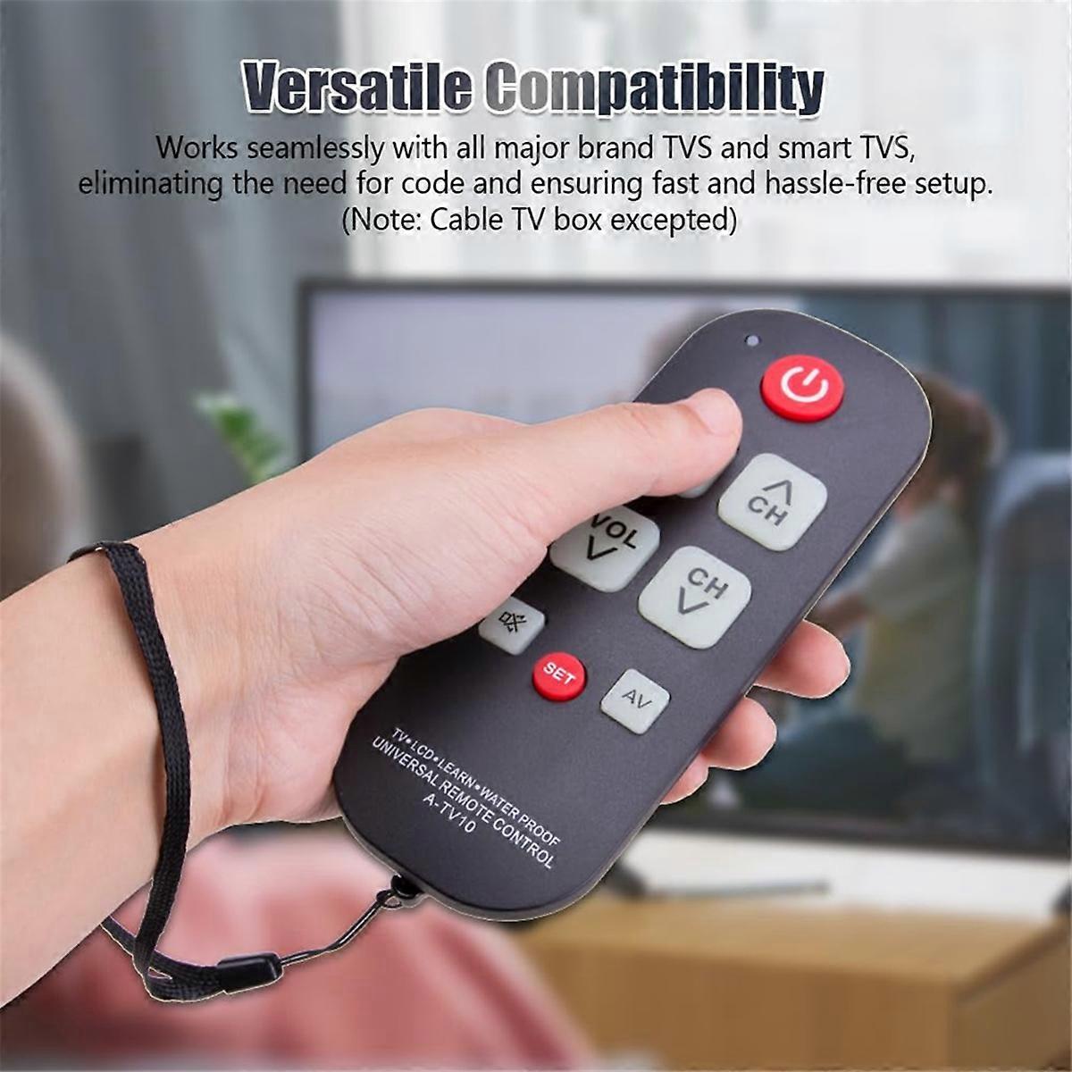 A-TV10 TV Remote for Seniors Universal Controller Simple Waterproof ...