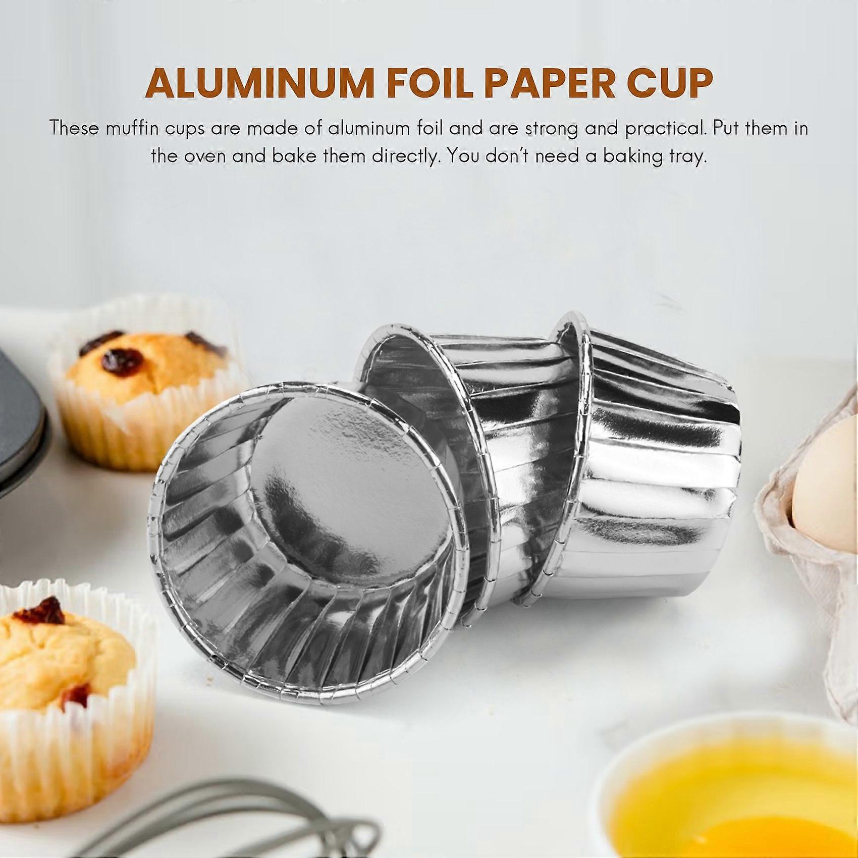 50Pcs Aluminum Foil Cupcake Cups Muffin Liners Baking Cups Aluminum ...